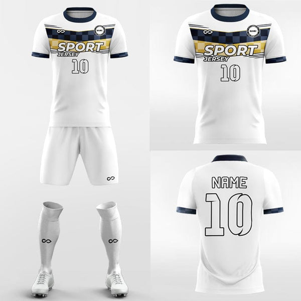 White Stripped-Custom Soccer Jerseys Kit Sublimated Design-XTeamwear